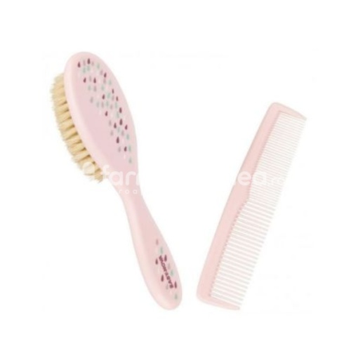 Set Pieptene + Perie din par natural 33225, BabyNova