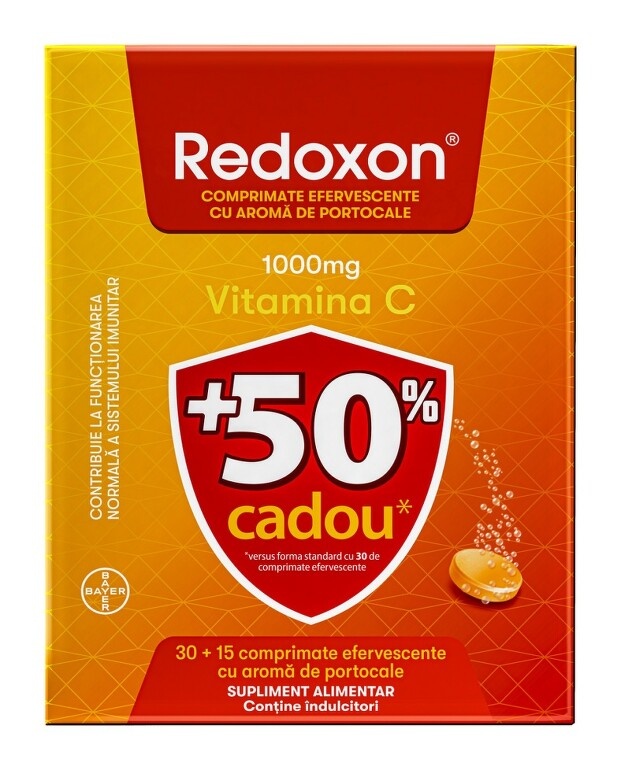 REDOXON VITAMINA C 1000 MG PORTOCALE* 45 COMPRIMATE EFERVESCENTE 1+50% ...