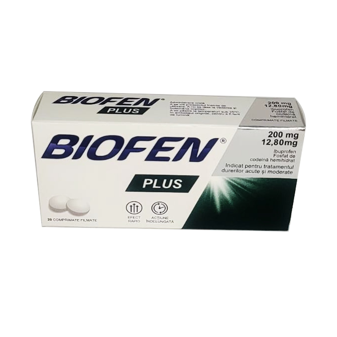 Biofen Plus, 200 mg / 12.8 mg, 20 comprimate filmate, Biofarm