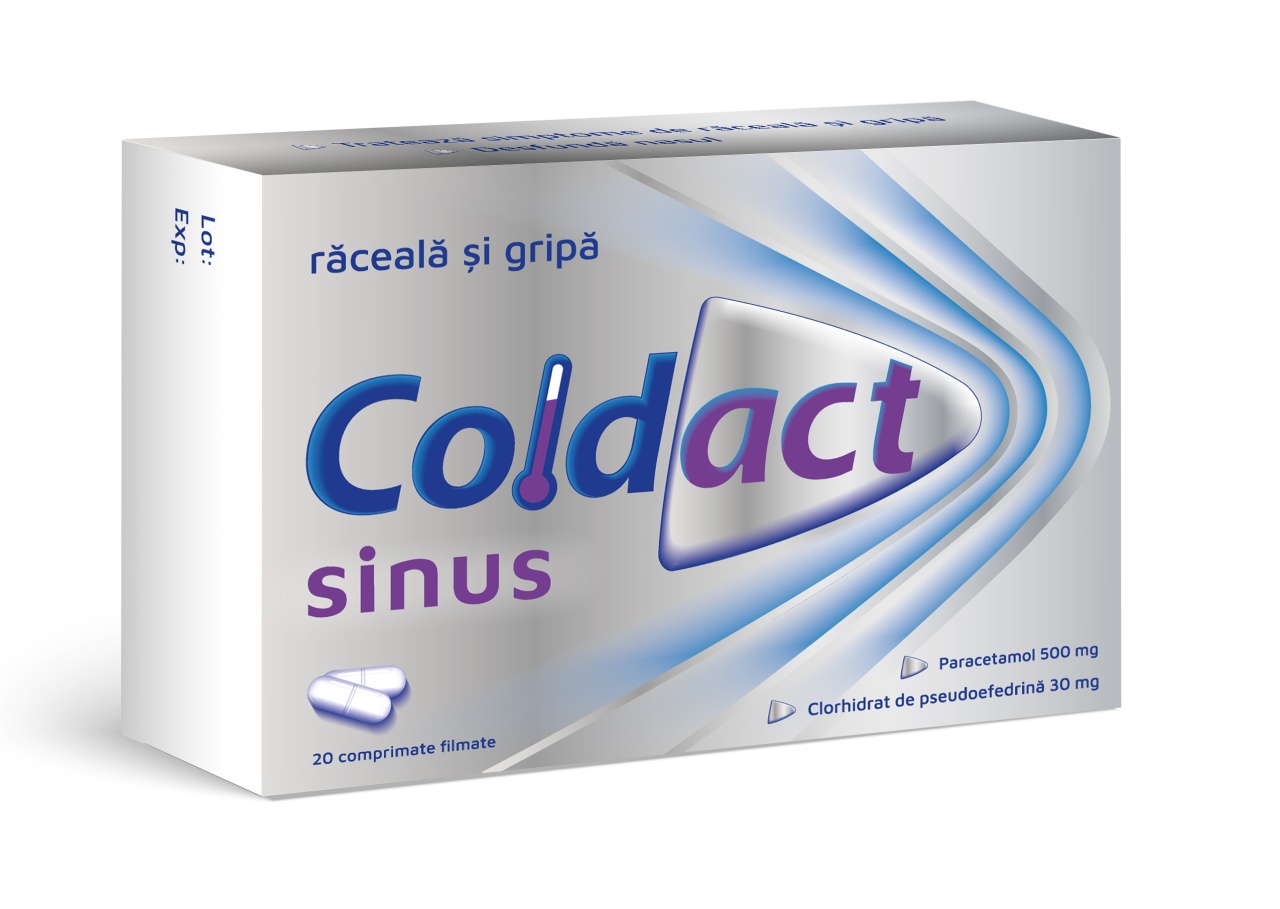 Coldact Sinus raceala si gripa, 500mg/30mg, 20 comprimate, Terapia