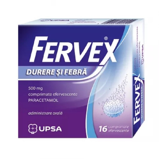 FERVEX DURERE SI FEBRA 500 MG * 16 COMPRIMATE EFERVESCENTE