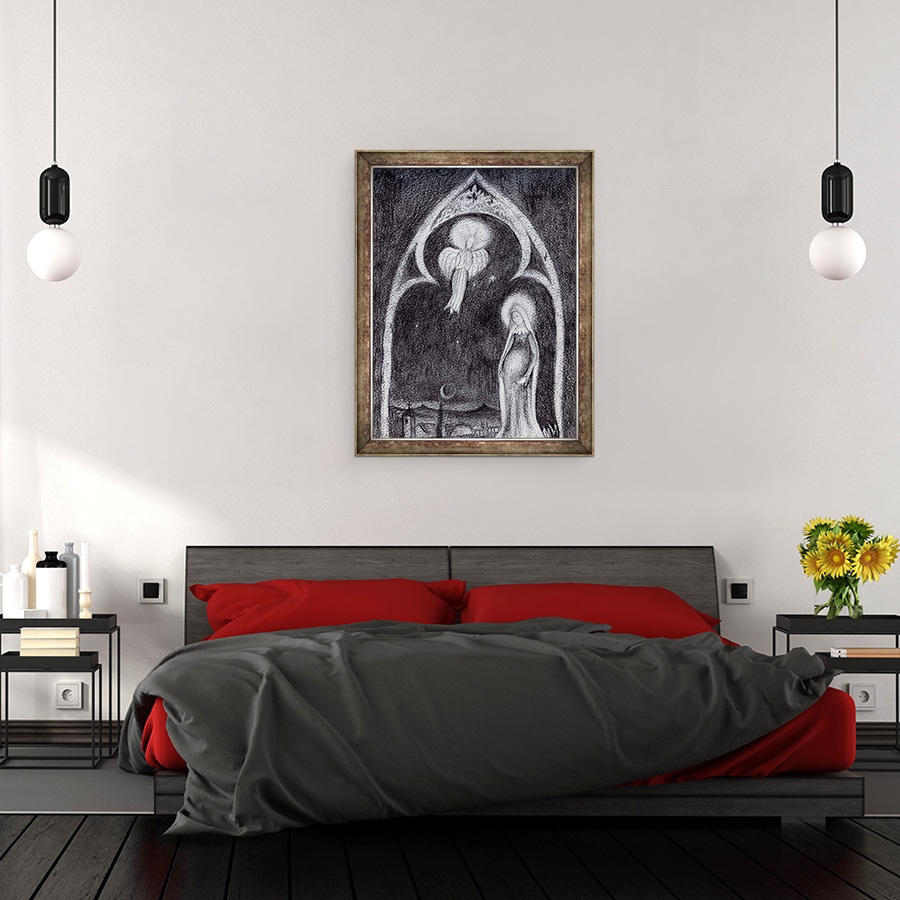 Tablou decorativ înramat Îngerul Gabriel 70x90 cm