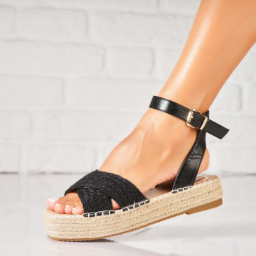 Sandale dama cu platforma Negre din Textil Reyden - Reverse.ro