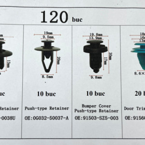 Trusa 120 buc clipsuri/cleme fixare tapiterie auto 6 dimensiuni / modele