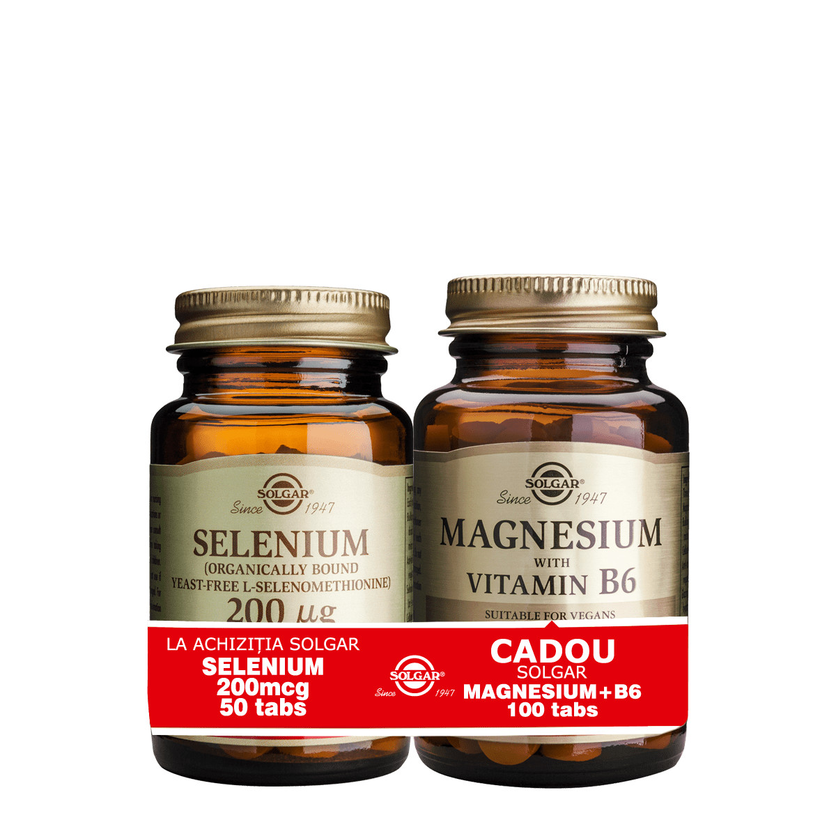 Pachet Selenium 200mcg 50tablete + Magnesium cu B6 100 tablete GRATIS