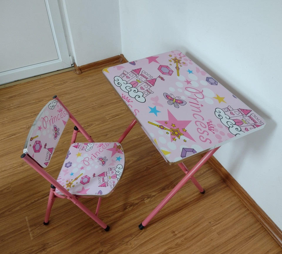 Set masuta pliabila copii + scaunel roz