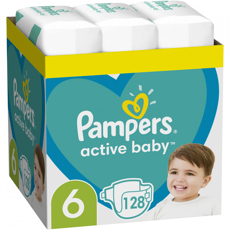 Scutece Pampers Active Baby XXL Box, Nr 6,13 -18 kg, 128 buc