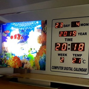 Ceas Veioza, Acvariu rotativ, termometru,calendar digital 936B-W