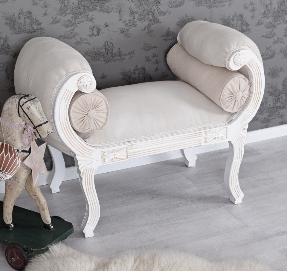 DIVA51 - Divan, Canapea, sofa, bancheta Baroc - Alb