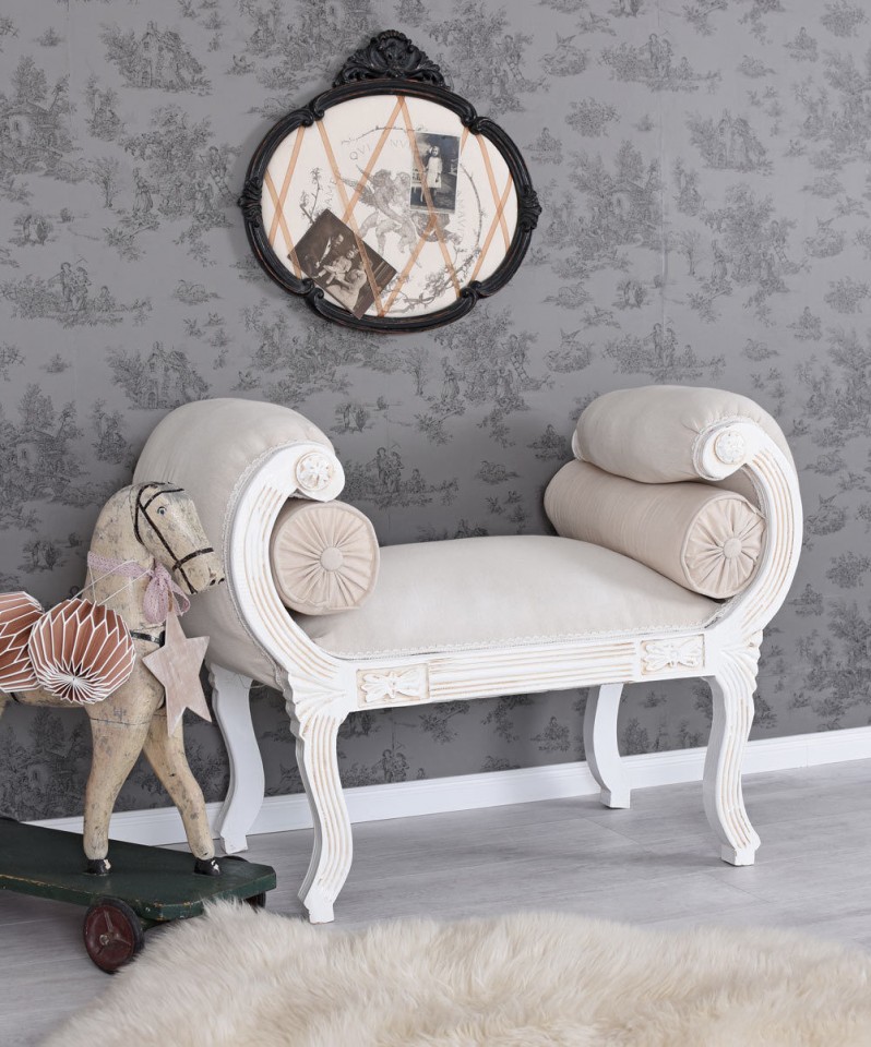 DIVA51 - Divan, Canapea, sofa, bancheta Baroc - Alb