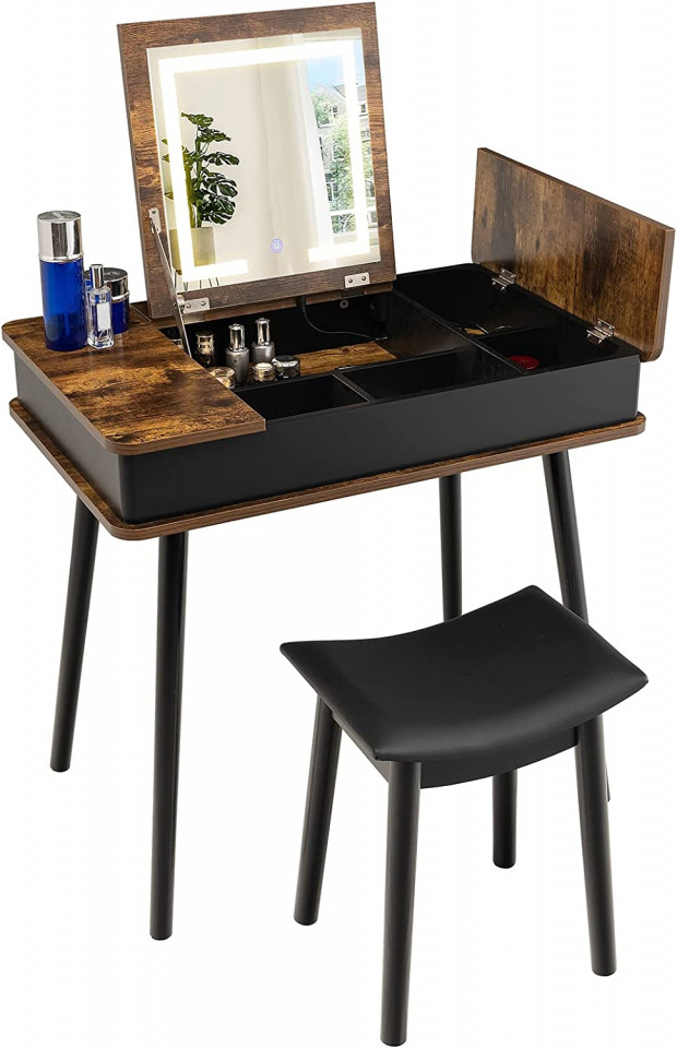 SEM10 - Set Masa toaleta, 80 cm, cu port USB, cosmetica machiaj oglinda ...