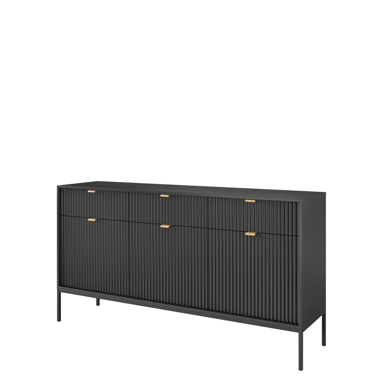 CON3 - Comoda, 154 cm, dulap living, dormitor sau hol cu 3 sertare si 3 ...