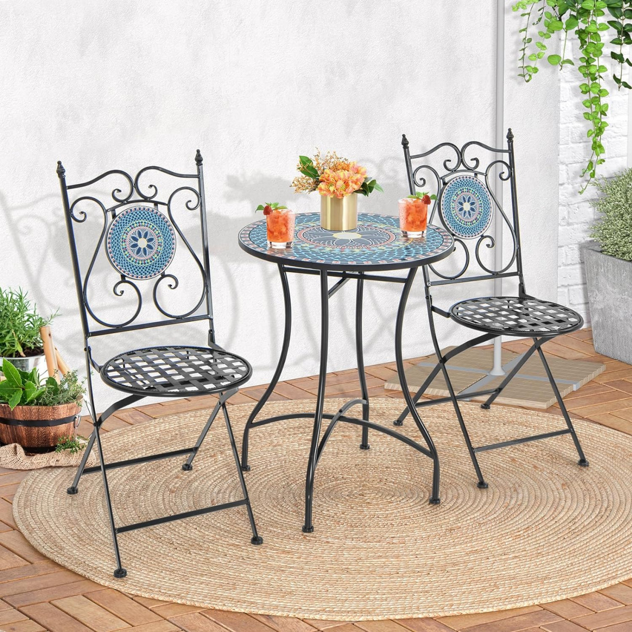 SEGAL204 - Set Masa si scaune pliante Mozaic gradina, terasa, balcon ...