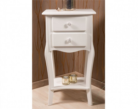NOA203 - Noptiera alba cu 2 sertare si raft pentru dormitor