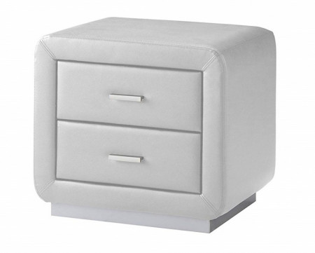 NOA127 - Noptiera alba capitonata cu 2 sertare pentru dormitor - Piele ...