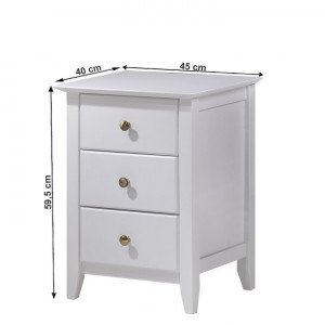 NOA602 - Set 2 Noptiere albe cu 3 sertare pentru dormitor