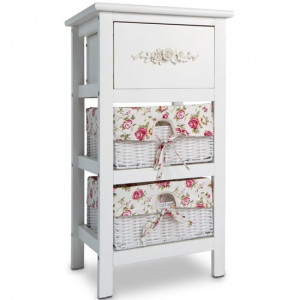 RAA2 - Rafturi albe - sertar si 2 cosuri model trandafiri