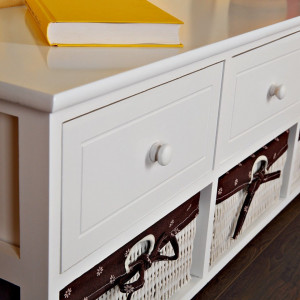 COA11 - Comoda, dulap living, hol cu 3 cosuri - Alb