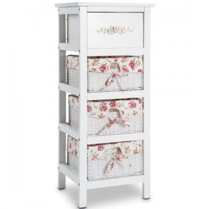 RAA1 - Rafturi albe - sertar si 3 cosuri model trandafiri