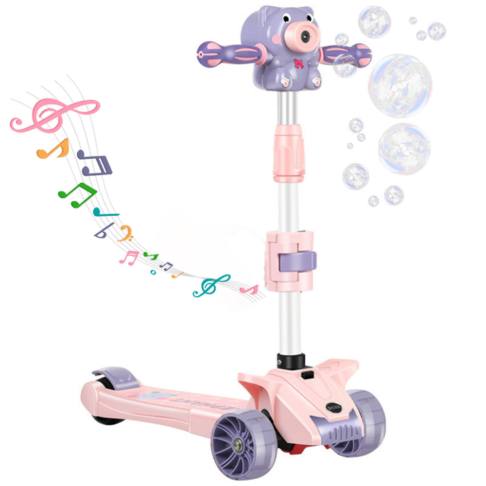 Trotineta Catel Roz, Platforma Verde cu 3 Roti, cu Lumini, Muzica si ...