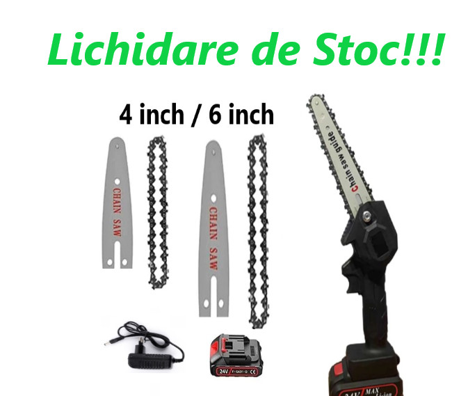 Mini Drujba Electrica cu Acumulator, 1 Lant, 1Lama 6 inch + CADOU - 1 ...