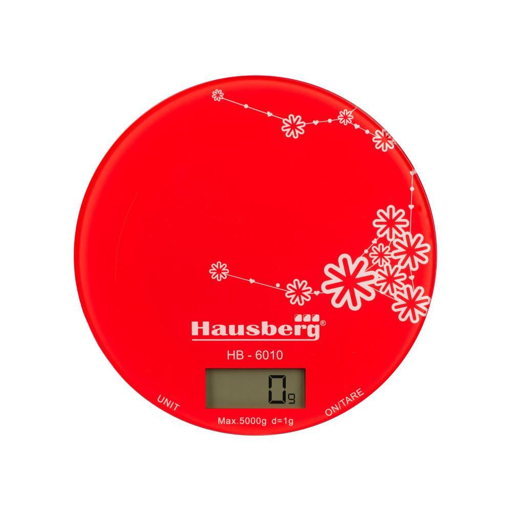 Cantar de bucatarie Hausberg HB-6010RS, 5kg Functie Tara, Oprire automata, Rosu