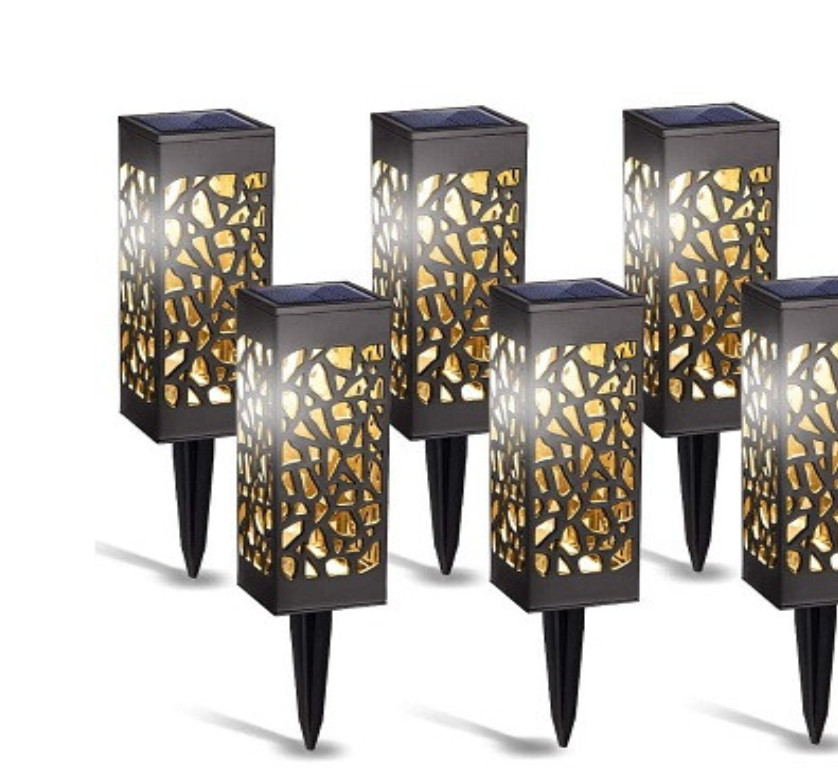 Set 6 Lampi solare de gradina tip Felinar, alb cald, rezistenta la apă ...