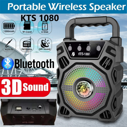 Boxa portabila KTS 1080, Boxa Portabila cu USB, Acumulator 500 mAh, FM ...