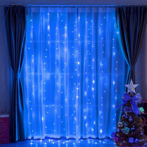 Instalatie 6002- Perdea Ploaie Albastra, 3m x 1m, 120 LED-uri, Multiple ...