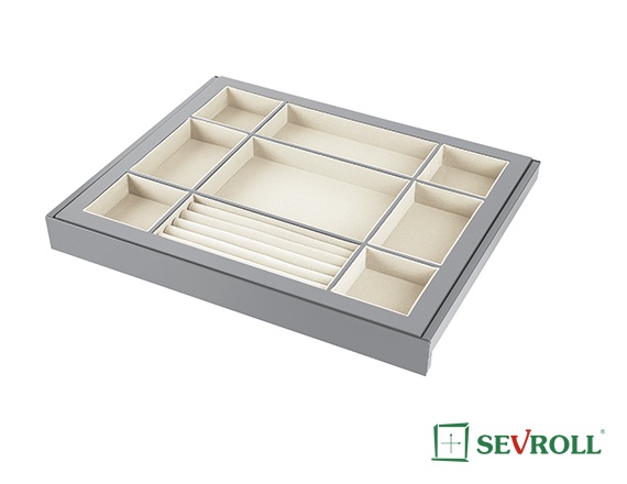 Organizator sertar cu rama gri perlat accesorii dressing Royal