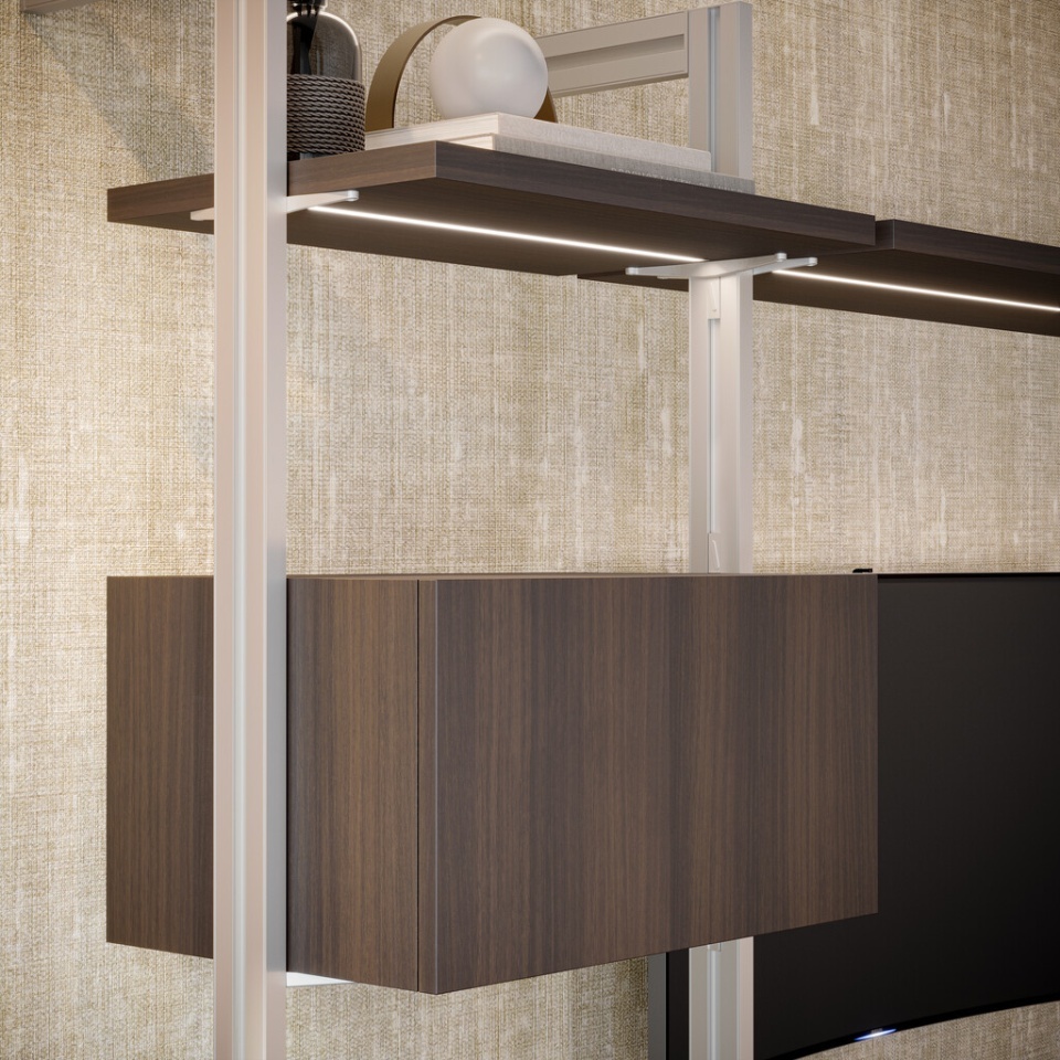 Suport polita lemn sistem modular dressing Zero, finisaj gri stone