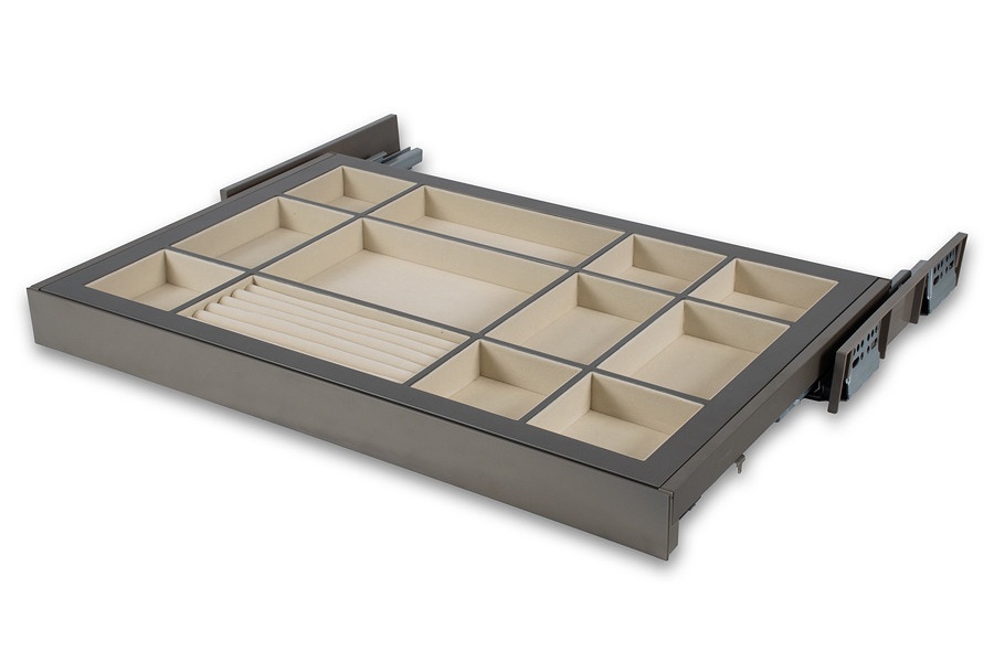 Organizator sertar cu rama gri perlat accesorii dressing Royal