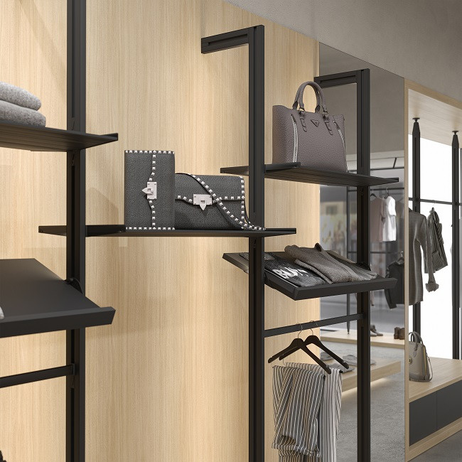 Profil rafturi aluminiu 2160mm, negru mat sistem modular dressing Zero