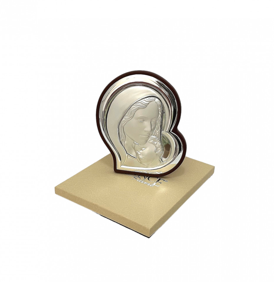 Icoana Placata Cu Argint Maica Domnului Si Pruncul In Forma De Inima ...