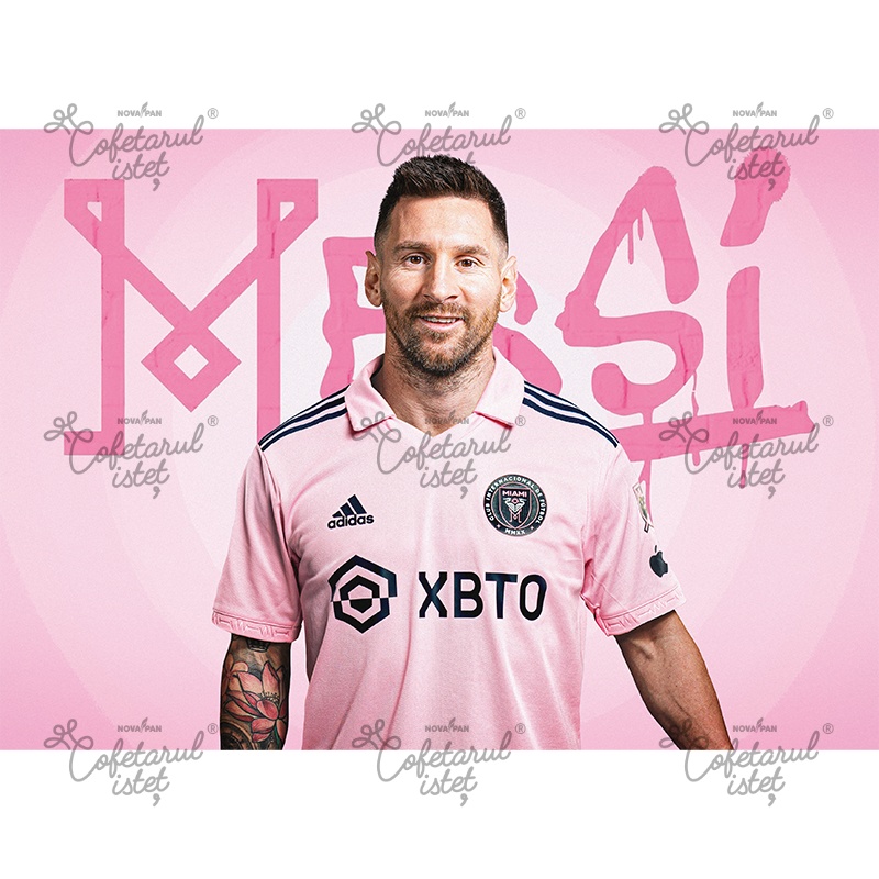 Pasta Zahar imprimata Fotbal Messi Model 2, A4 - Cofetarul Istet