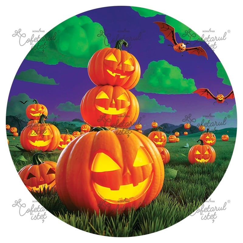 Pasta Zahar imprimata Halloween Model 9, Ø 20 cm - Cofetarul Istet