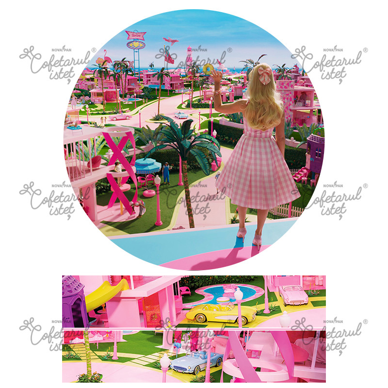 Vafa imprimata Barbie Model 5, Ø 20 cm si 2 Decoruri Laterale, A4 ...
