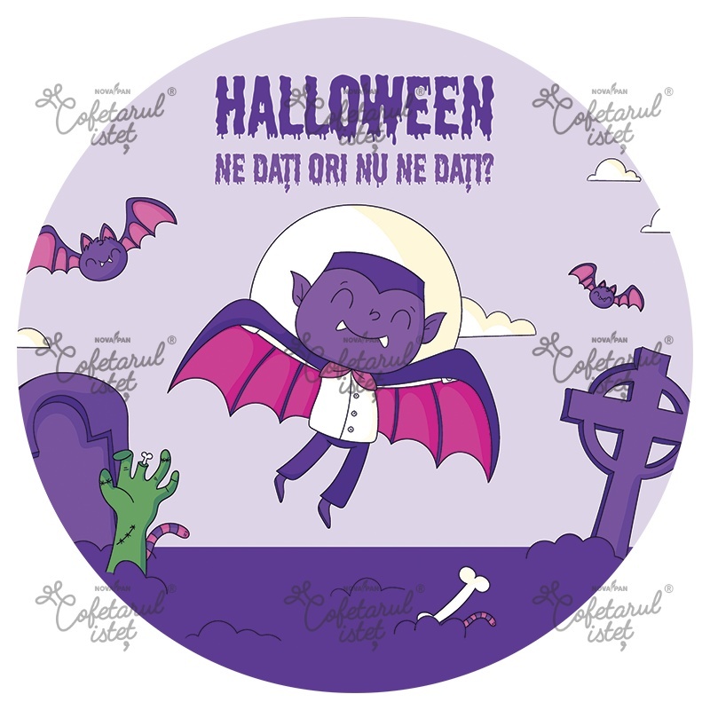 Pasta Zahar imprimata Halloween Model 16, Ø 20 cm - Cofetarul Istet