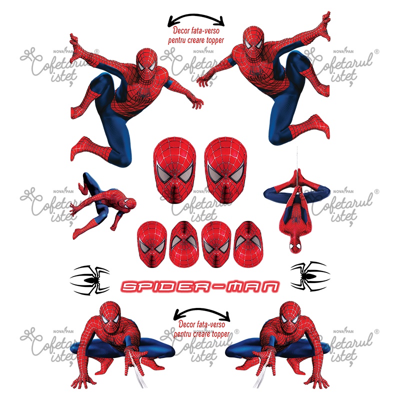 Vafa imprimata SpiderMan Model 2, SpiderMan 15 Decoruri Ø 3.5 - 13 cm ...
