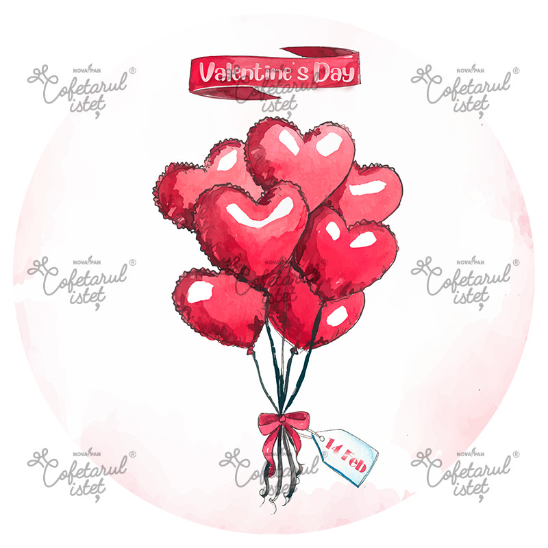 Pasta Zahar imprimata Valentine's Day Model 3, Ø 20 - Cofetarul Istet