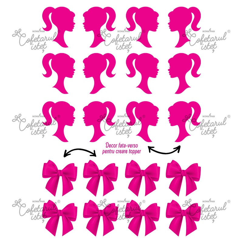 Vafa imprimata Barbie Model 3, 20 Decoruri Ø 5 cm, A4 - Cofetarul Istet