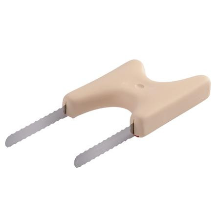 *Cutit Crestare Paine cu 2 Lame Inox Fixe Zimtate L 8.5 cm