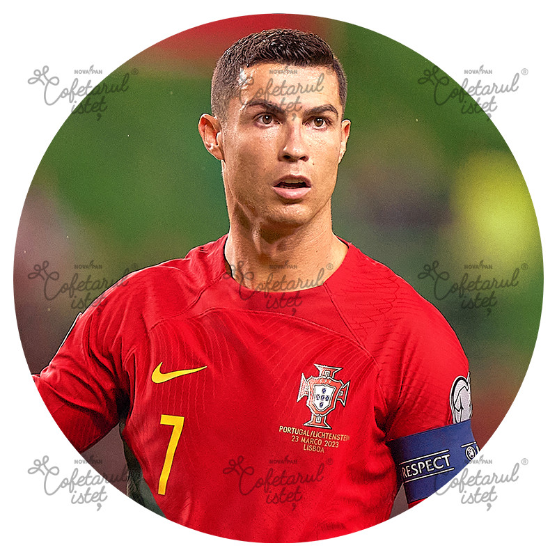 Pasta Zahar imprimata Fotbal Ronaldo Model 4, Ø 20 cm - Cofetarul Istet