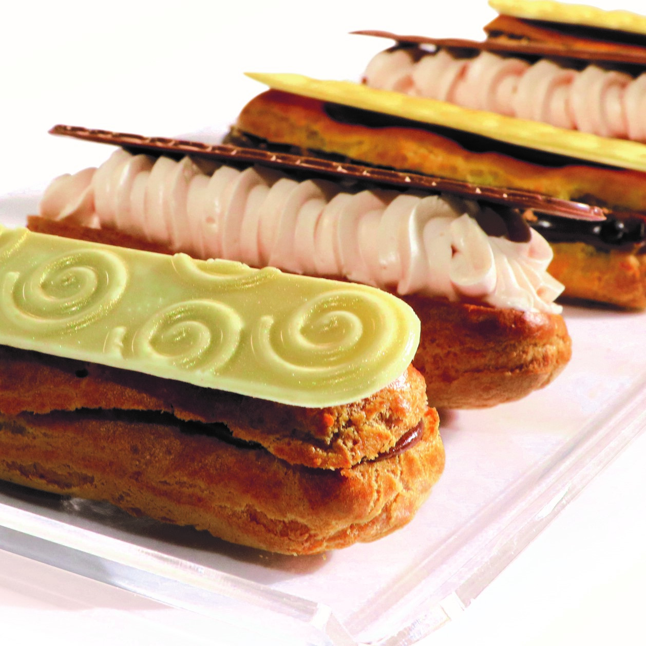 Matrite Plastic Decor Ciocolata pentru Eclair, Set 6 Buc, 36 Decoruri