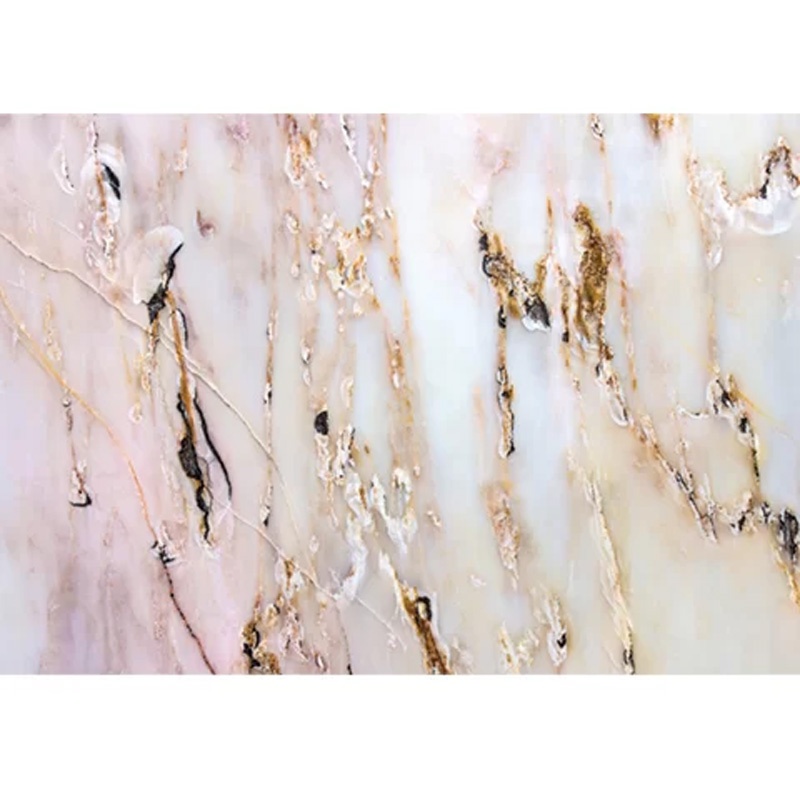 Pasta Zahar imprimata, Nunta Model Marmorat Roz si Auriu, 60x41 cm, Set ...