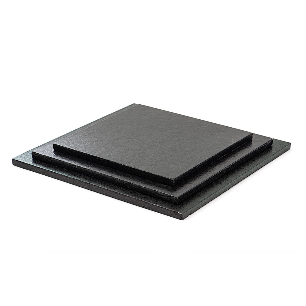 Platou Tort Patrat Negru, 30 x 30 x H 1.2 cm