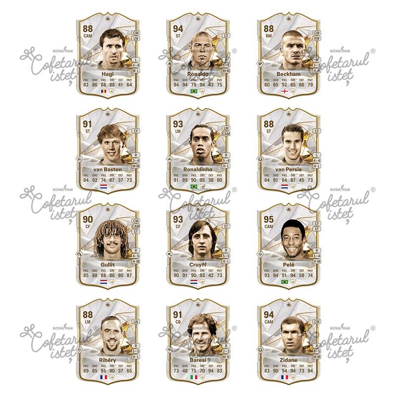 Vafa imprimata Cartonase FIFA Fotbalisti Legendari Model 3, 12 Decoruri ...