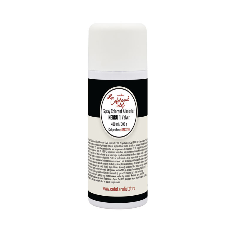 SPRAY VELVET - Colorant Alimentar Negru 1, 400 ml