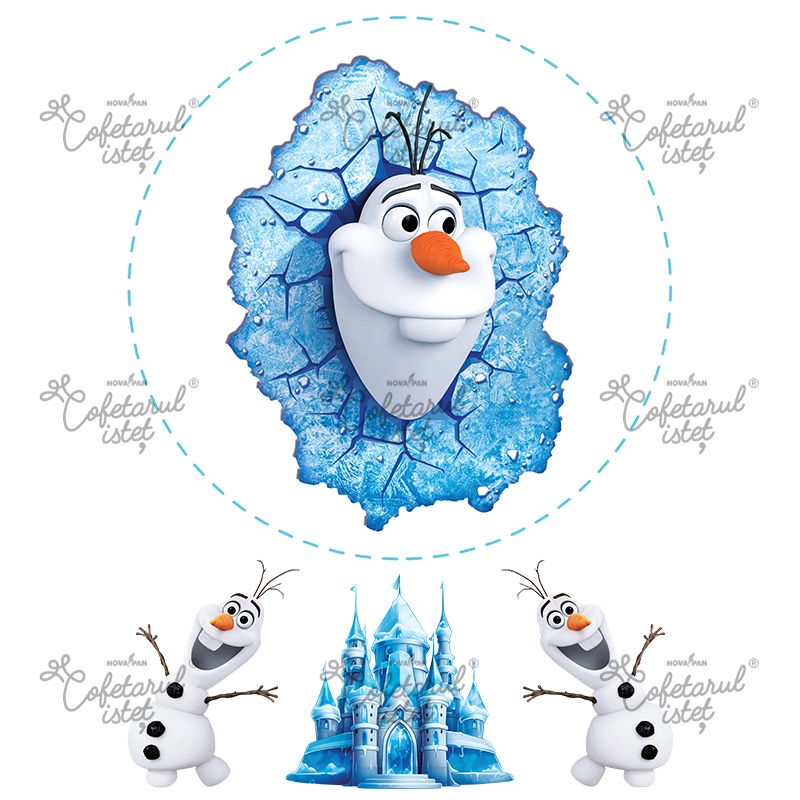 Vafa imprimata Frozen Model 6, Ø 20 cm si 3 Decoruri Ø 8 - 8.5 cm, A4 ...