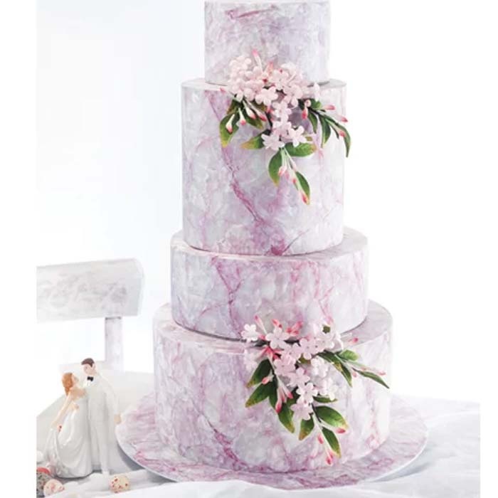 Pasta Zahar imprimata, Nunta Model Marmorat Lila, 60x41 cm, Set 4 Buc